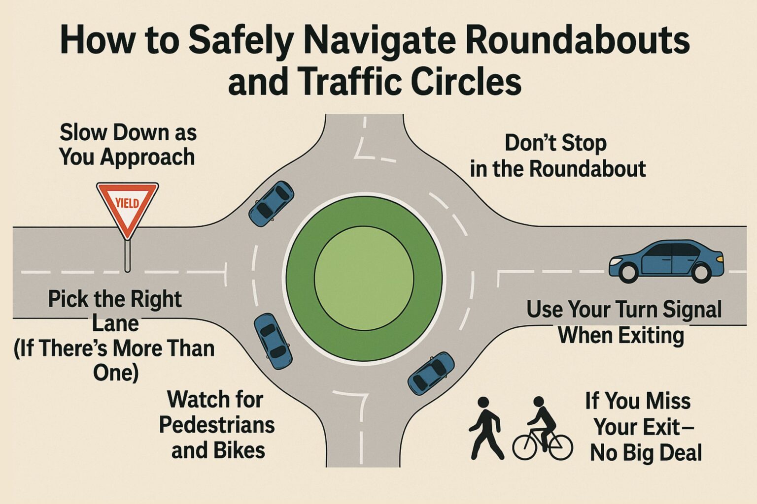 How to Safely Navigate Roundabouts and Traffic Circles - Swerve